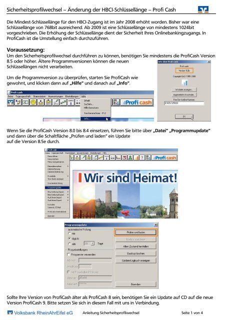 Anleitung Profilwechsel Profi cash - Volksbank RheinAhrEifel eG Anleitung Profilwechsel Profi cash - Volksbank RheinAhrEifel eG