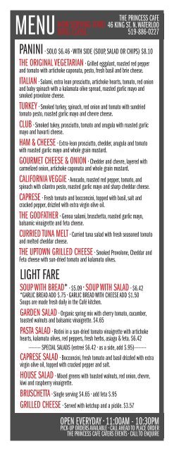 MENU - Princess Cafe