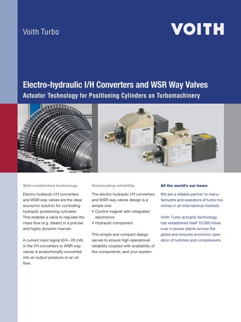 Electro-hydraulic I/H Converters and WSR Way Valves