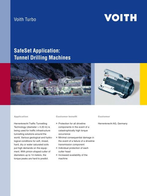 SafeSet Application: Tunnel Drilling Machines - Voith Turbo