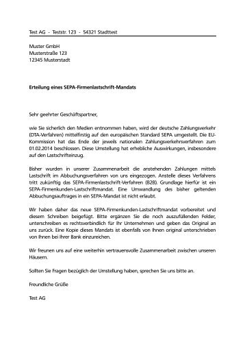 2 SEPA-Firmenlastschrift-Mandat als separates Formular