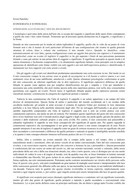 Erwin Panofsky ICONOGRAFIA E ICONOLOGIA L'iconologia è quel ...