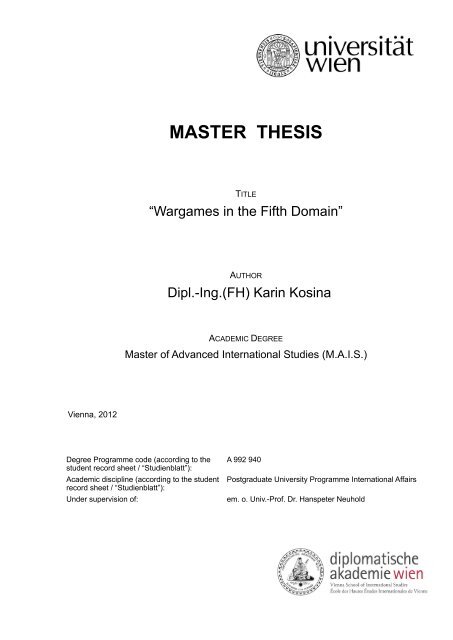 MASTER THESIS