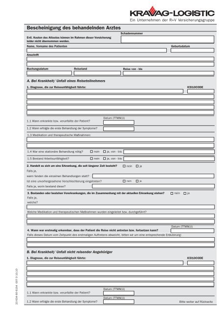 Arztliche Bescheinigung Reiserucktritt Formular