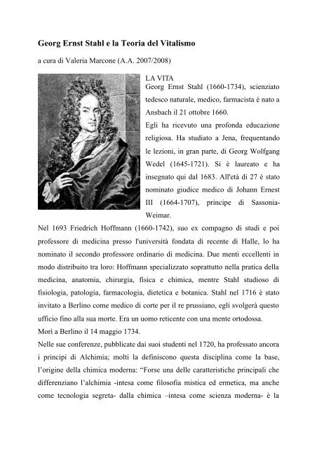 Georg Ernst Stahl e la Teoria del Vitalismo - Isavemyplanet.org