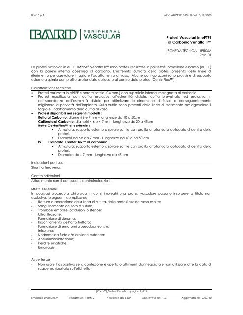 Protesi Vascolari in ePTFE al Carbonio Venaflo II™