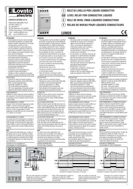 Level relay for conductive liquids type LVM 20 - Lovato Electric S.p.A.