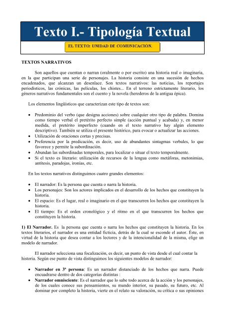 Texto I.- Tipología Textual