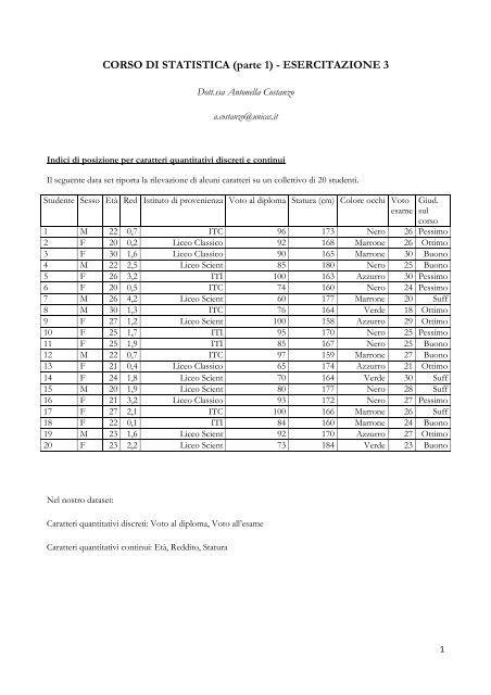 moda, media e quantili per tabelle di frequenza