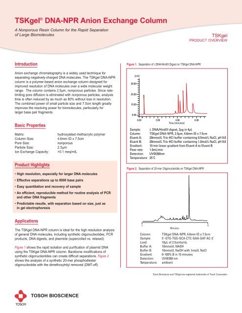 TSKgel® DNA-NPR Anion Exchange Column - Tosoh Bioscience ...