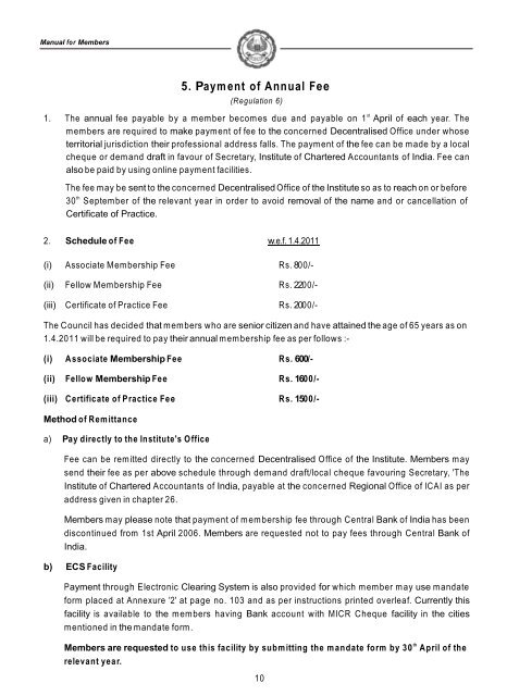 Payment of Membership Fees