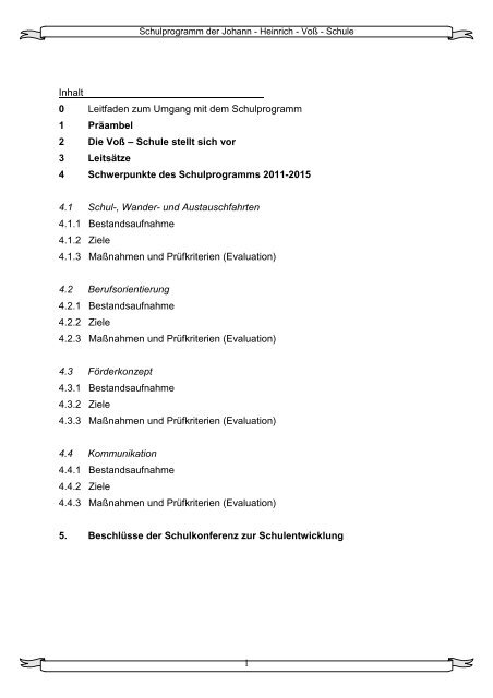 Aktuelles Schulprogramm IV - voss-schule
