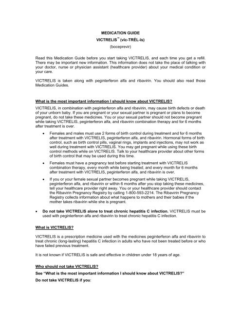 Victrelis MEDICATION GUIDE - RXConnect