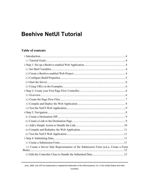 Beehive Netui Tutorial Apache Beehive The Apache Software