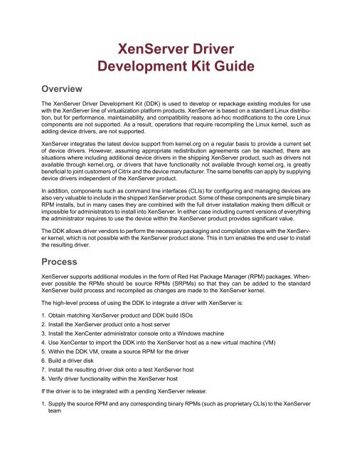 XenServer Driver Development Kit Guide