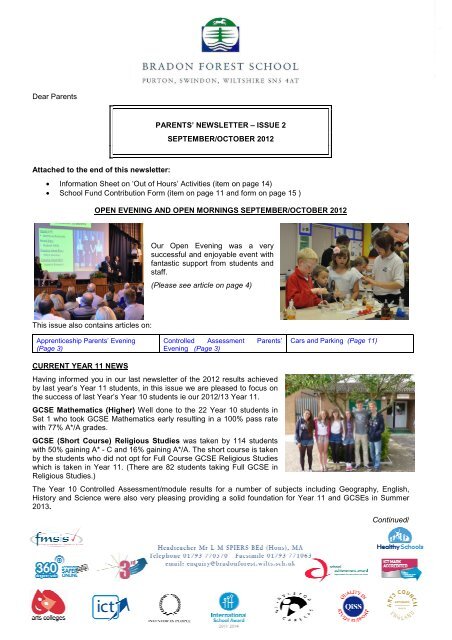 Newsletter Issue 2 - Bradon Forest School Extranet