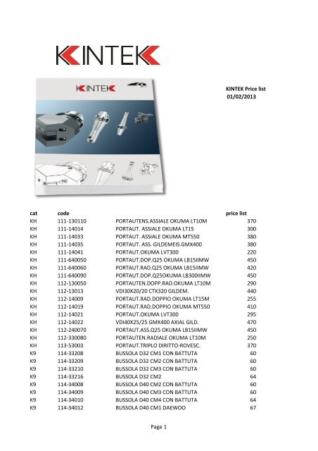 kintek listino_01022013