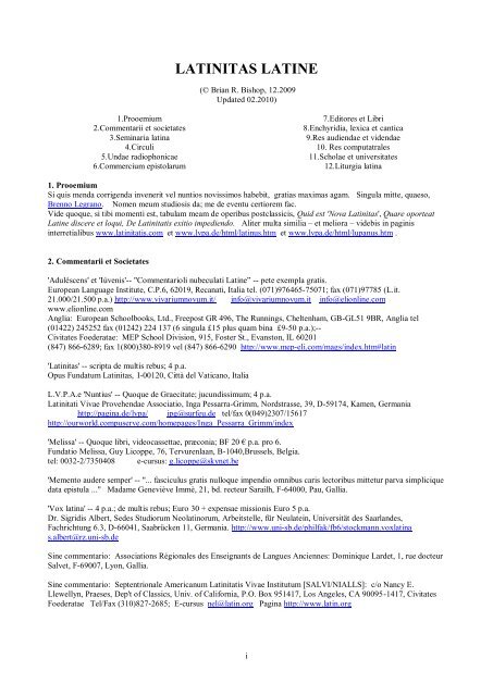 LATINA PER LATINAM - Circulus Latinus Interretialis