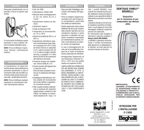 Istruzioni uso - Beghelli