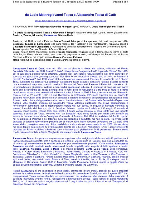 da Lucio Mastrogiovanni Tasca e Alessandro Tasca di Cutò