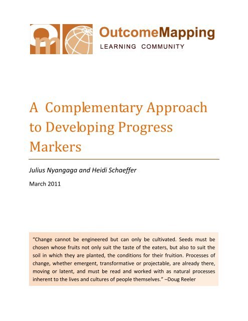 Progress markers - Outcome Mapping Learning community
