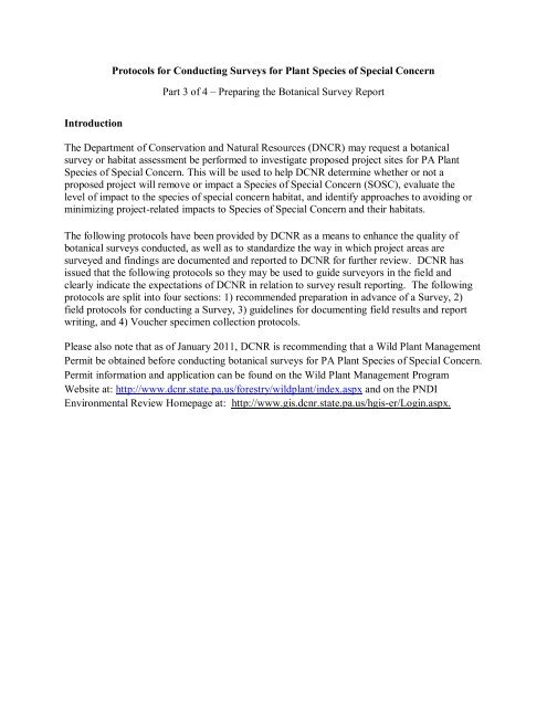 Protocols for Conducting Surveys for Plant Species of Special ... - GIS