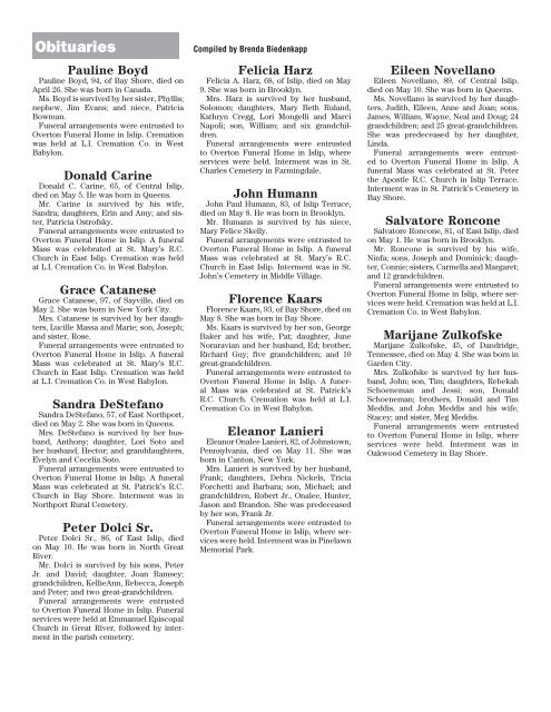 Obituaries - Islip Bulletin