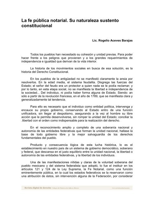 La fe pública notarial. Su naturaleza sustento constitucional