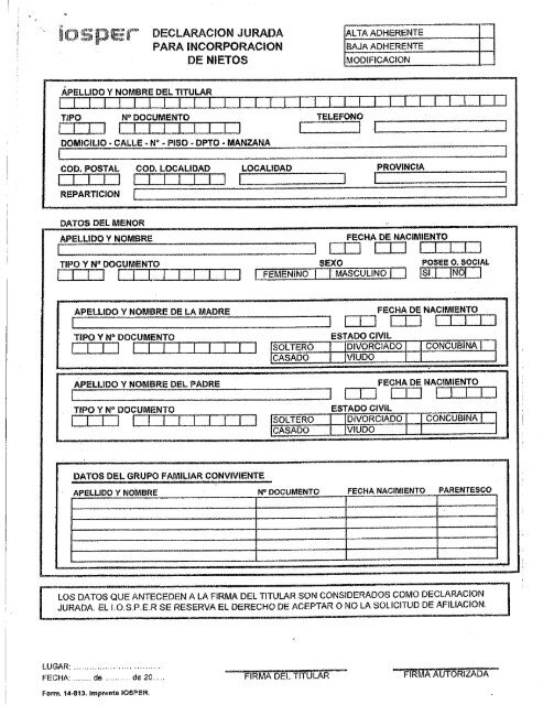 formulario 14-813 - IOSPER