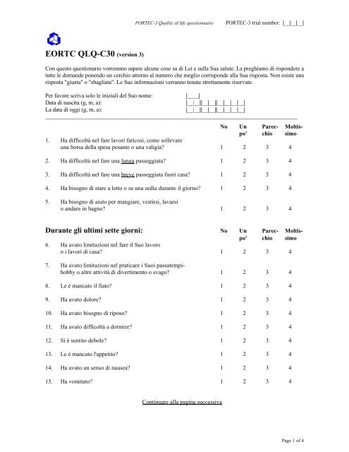 EORTC QLQ-C30 (version 3)