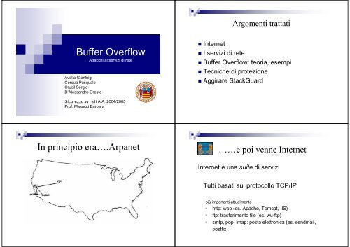 Buffer Overflow - Dipartimento di Informatica ed Applicazioni