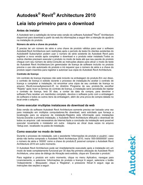 Autodesk Revit Architecture 2010 Leia isto primeiro para o download
