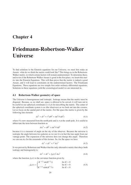 Chapter 4: Friedmann model of the Universe