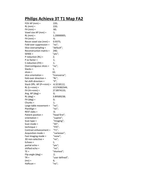 Philips Achieva 3T T1 Map FA2