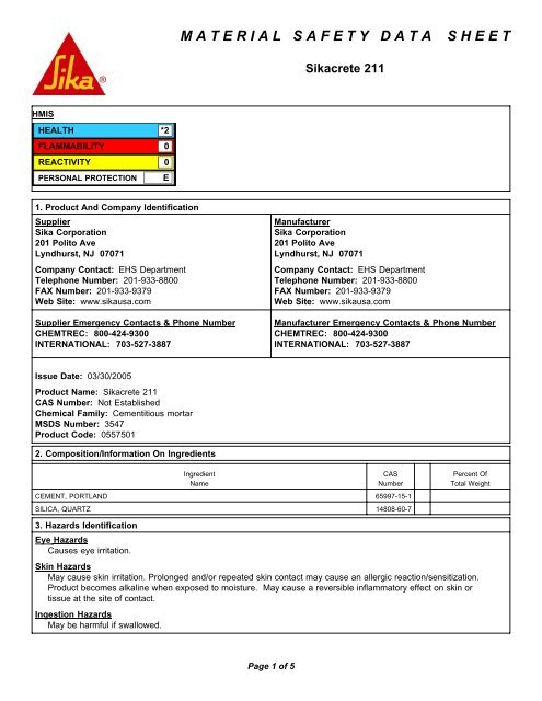 Sikacrete 211 - RW Sidley, Inc.