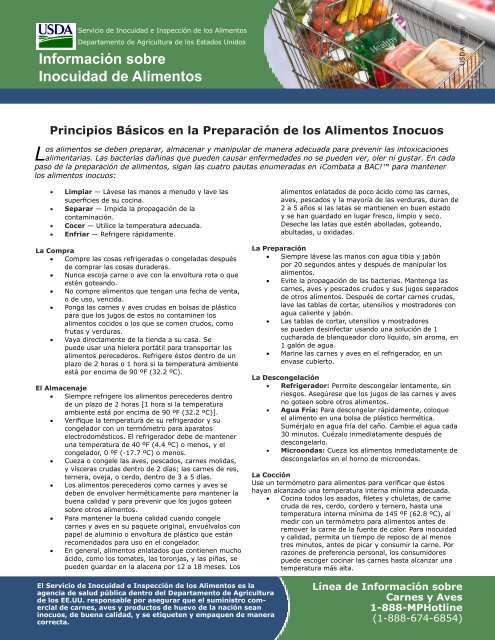 Principios Básicos en la Preparación de los Alimentos Inocuos