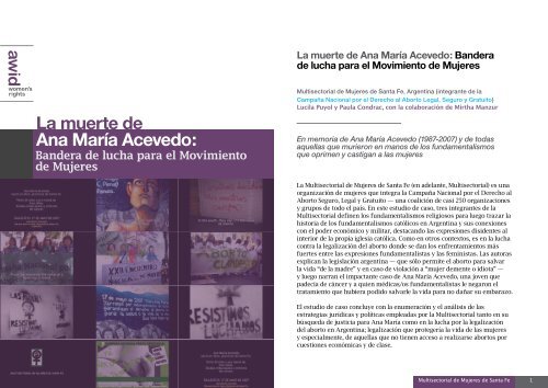 La muerte de Ana María Acevedo: - AWID