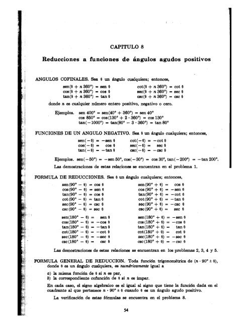 Reducciones a funciones de ángulos agudos positivos