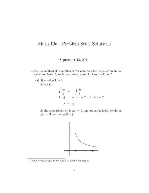 Math 19a - Problem Set 2 Solutions - iSites Math 19a - Problem Set 2 Solutions - iSites