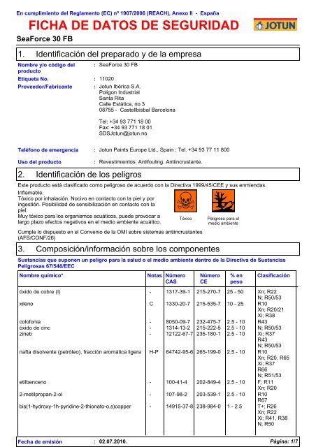 FICHA DE DATOS DE SEGURIDAD
