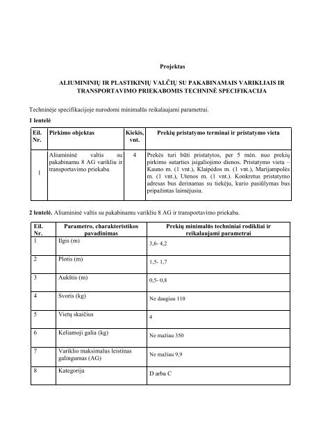 Techninė specifikacija