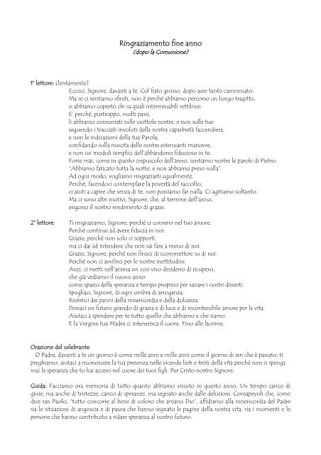 Motivi di ringraziamento per l'ultimo giorno dell'anno civile