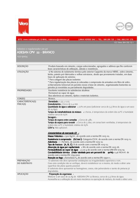 Adesan CPV 22 Branco - Viero