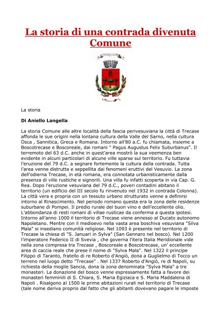 La storia di una contrada che divenuta Comune2 - Comune di Trecase