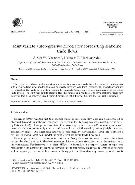 Multivariate autoregressive models for forecasting seaborne trade ...