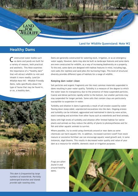 Note W2 Healthy Dams - SEQ Catchments