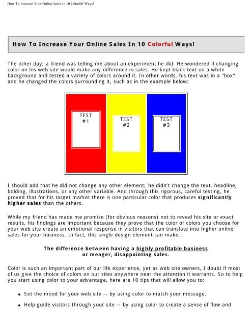 How To Increase Your Online Sales In 10 Colorful Ways! - Boris Chow
