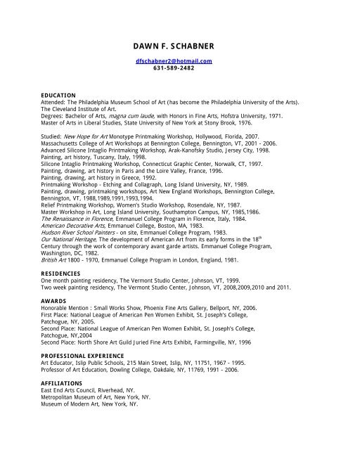 Resume - Dawn F. Schabner