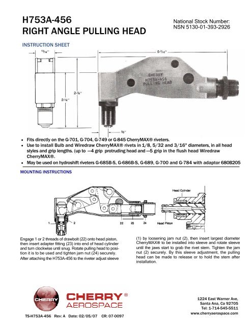 H753A-456 RIGHT ANGLE PULLING HEAD