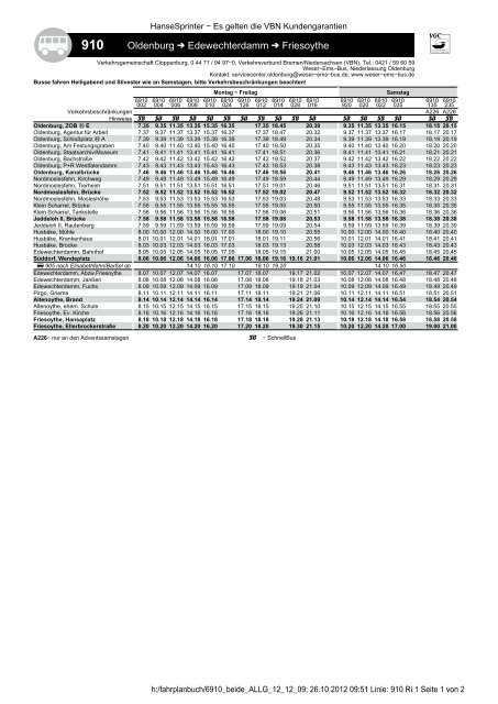 Linie: 910 - Weser-Ems-Bus